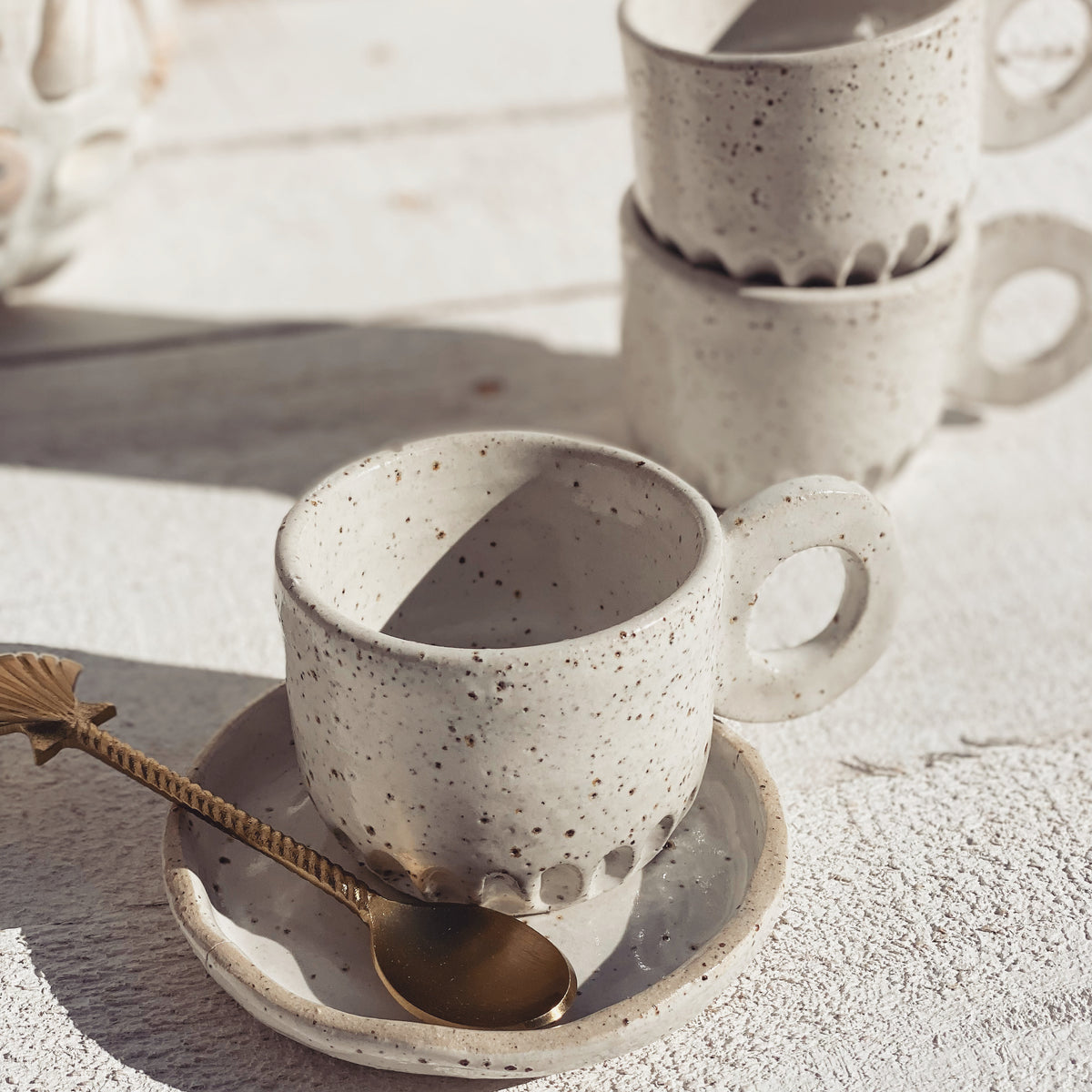 Textured Ceramic Tea Cup + Saucer Set | Unique | Handmade in Australia ...